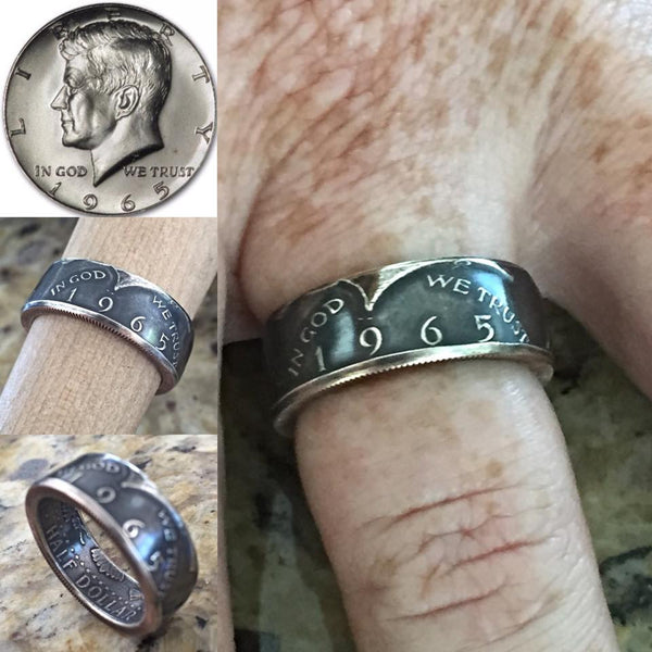 JFK Half Dollar 1965-1970 Silver Coin Ring - Sizes 7 - 14.5 – Coin ...