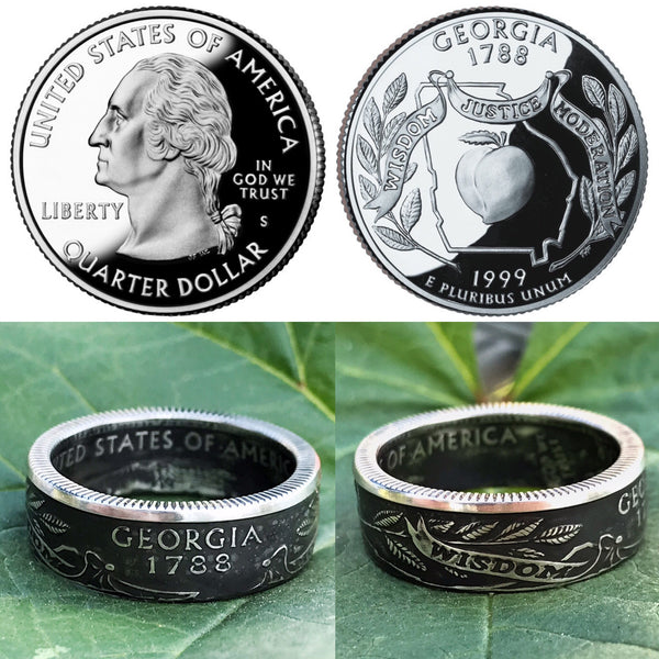 State Coin Rings Made From Silver State Quarters - Sizes 4.25 - 12 - A ...