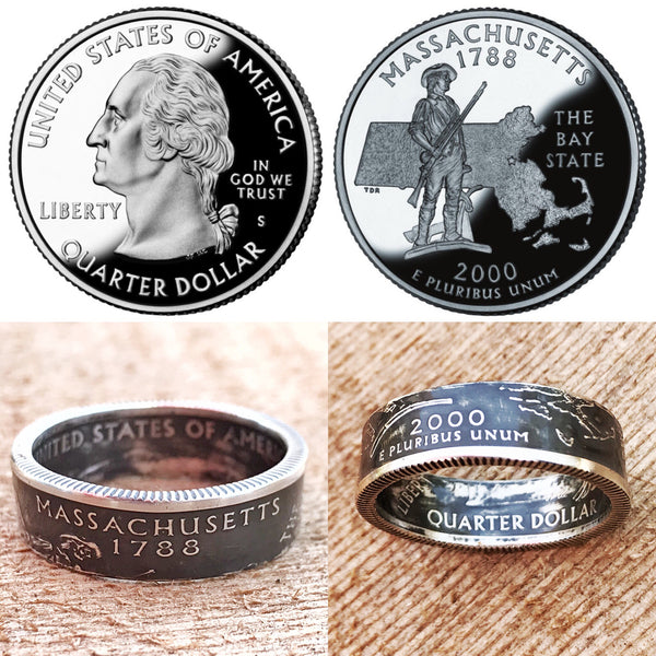 State Coin Rings Made From Silver State Quarters - Sizes 4.25 - 12 - A ...